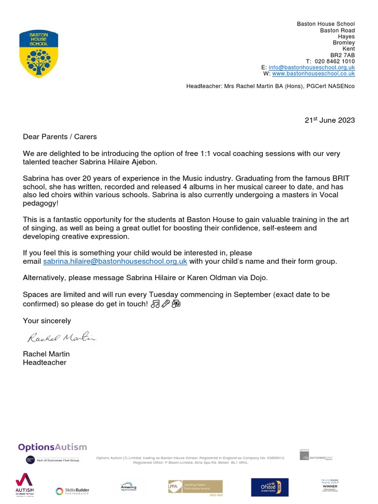 Baston House School Baston Road Hayes Bromley Kent Br2 7ab T: 020 8462 ...