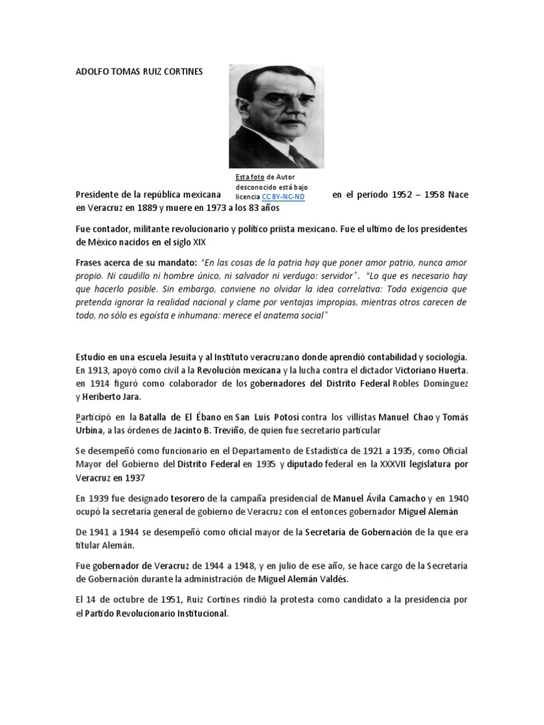 ADOLFO TOMAS RUIZ CORTINEs | PDF | Política