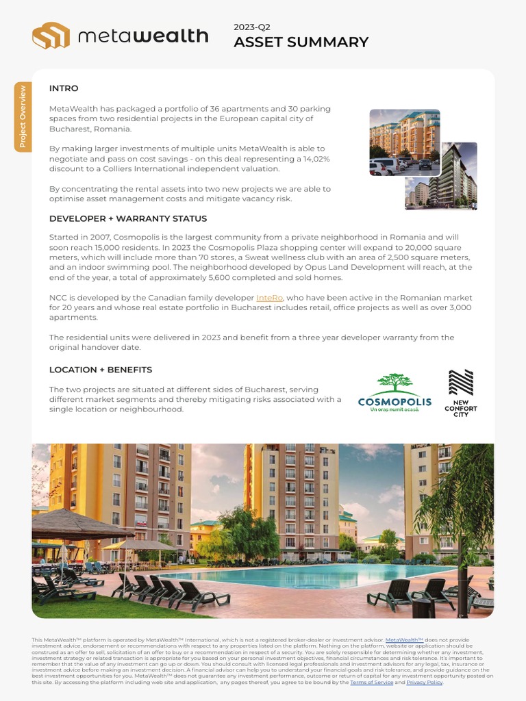 Cosmopolis NCC - Asset Summary 2023-05 | PDF | Cost Of Living | Investing