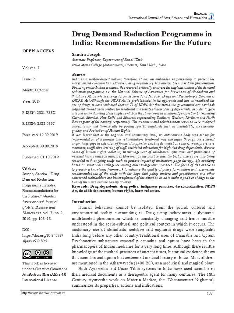 Drug Demand Reduction Programme in India Recommend | PDF | Drug ...