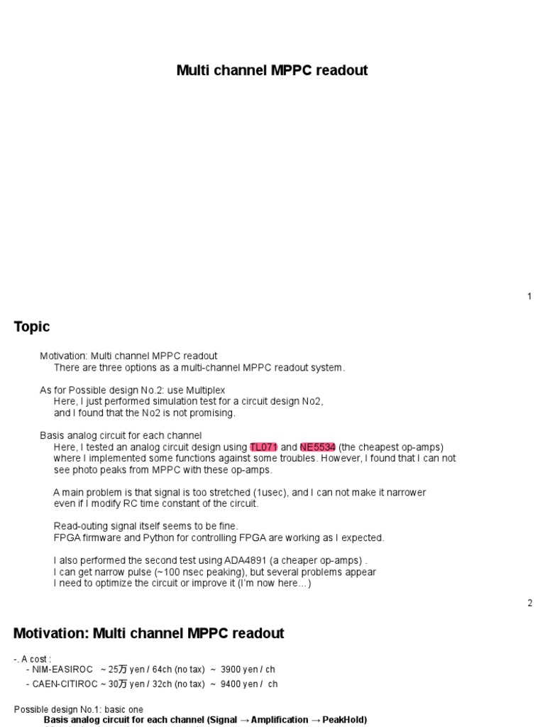 Multi-Channel MPPC Readout Design Analysis | PDF | Operational ...
