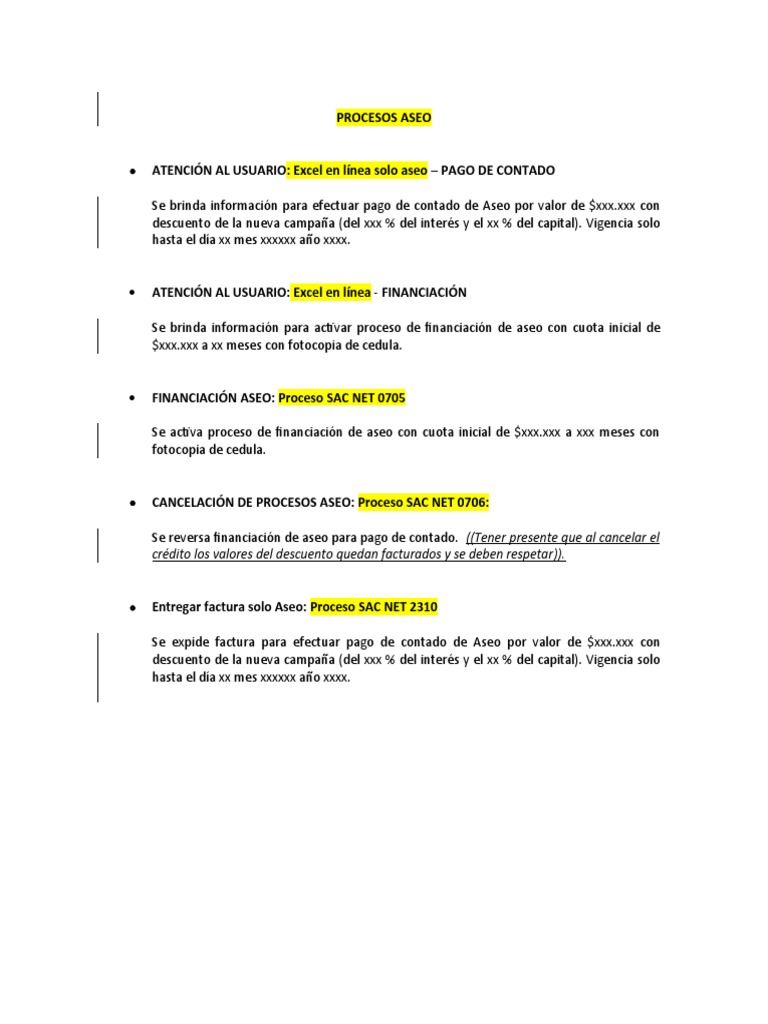 Plantillas Observaciones Procesos - 2021 - Procesos de Aseo | PDF | Negocios | Finanzas y dinero