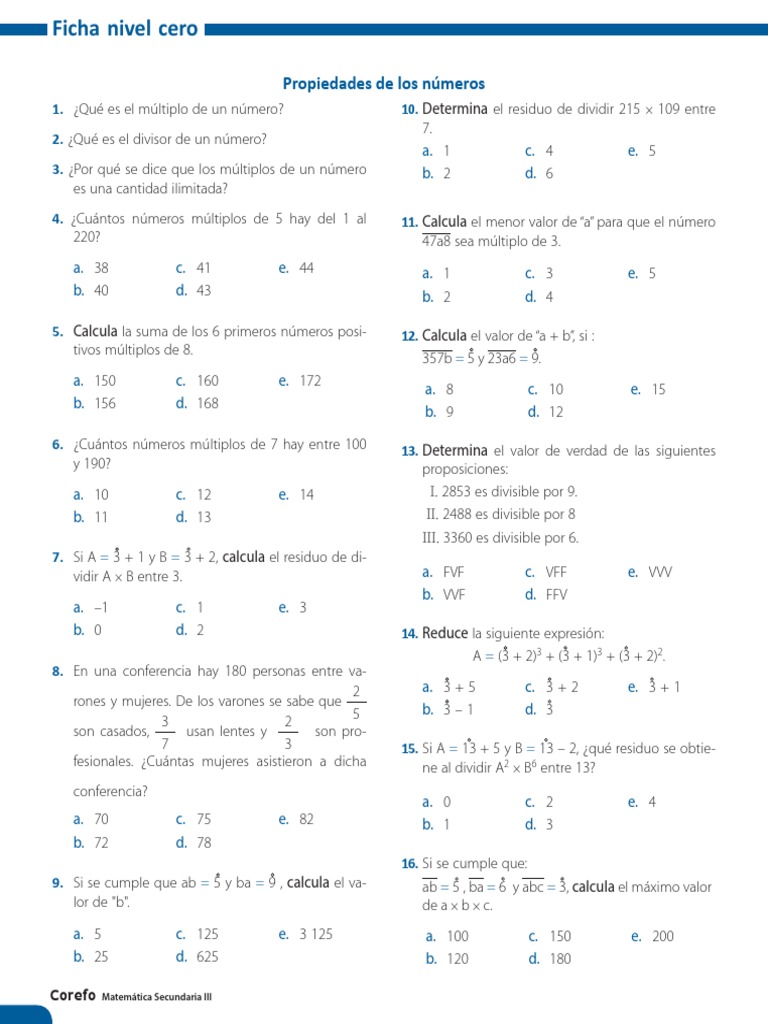F0 - Propiedades de Los Números | PDF | Matemáticas