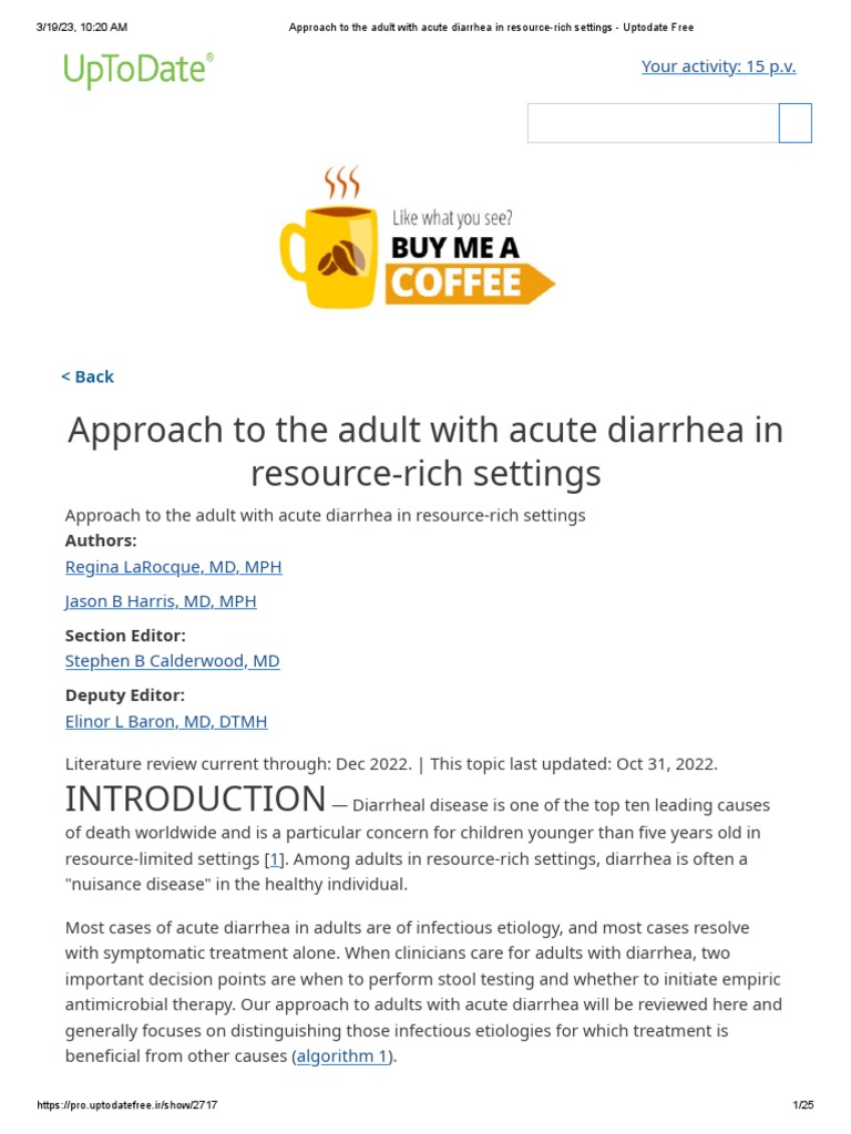 Acute Diarrhea Management in Adults | PDF | Diarrhea | Infection