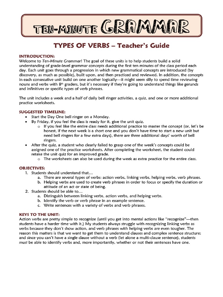 Types of Verbs | PDF