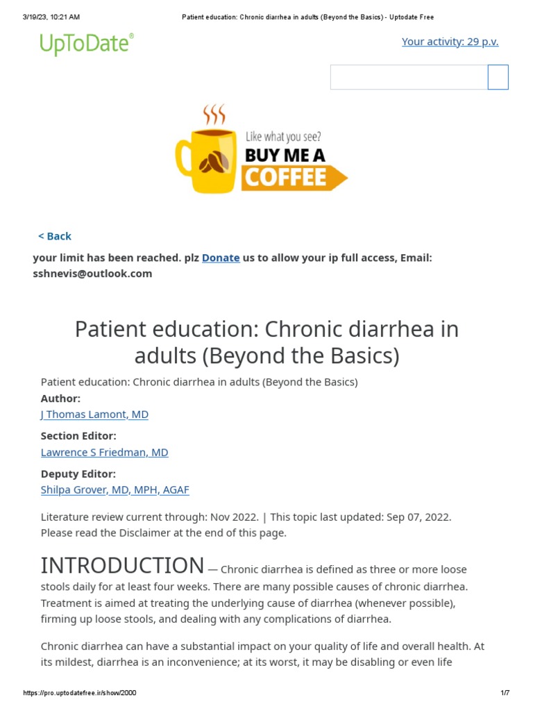 Patient Education - Chronic Diarrhea in Adults (Beyond The Basics) - Uptodate Free | PDF ...