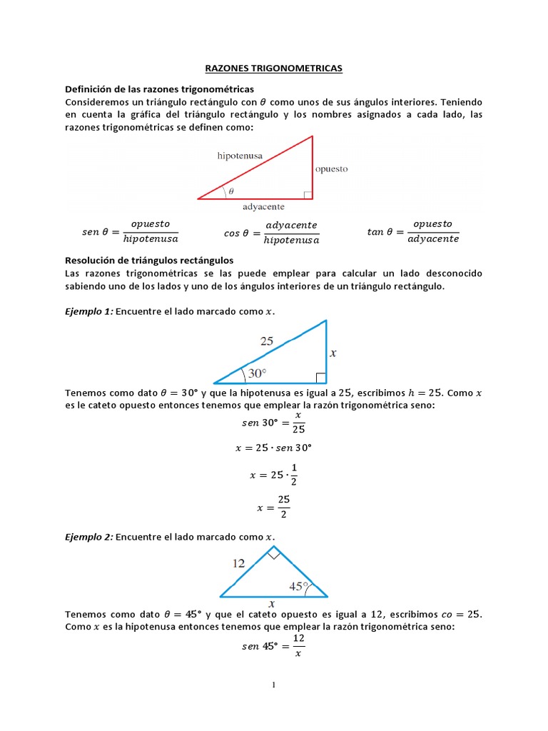 Razones Trigonometricas - Problemas | PDF | Funciones trigonométricas ...