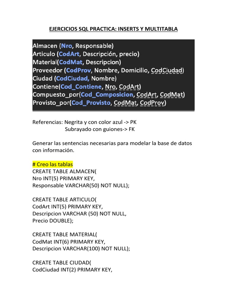 Ejercicios SQL Practica - Multitabla - Resuelto | PDF | Gestión de la ...