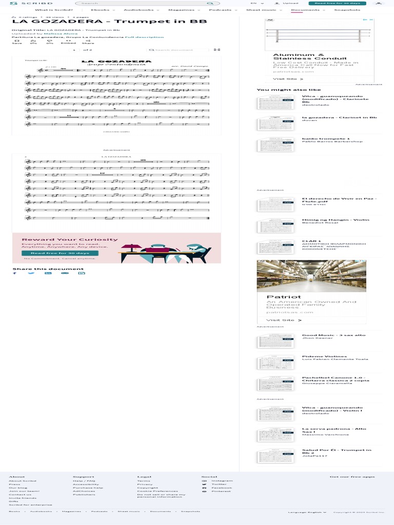 La Gozadera - Trumpet in BB PDF | PDF | Scribd | Online Services