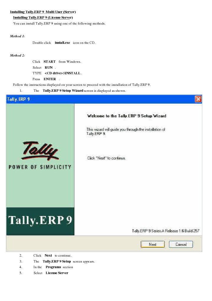 Installation of Tally - Erp 9 Multi User | PDF | Operating System ...