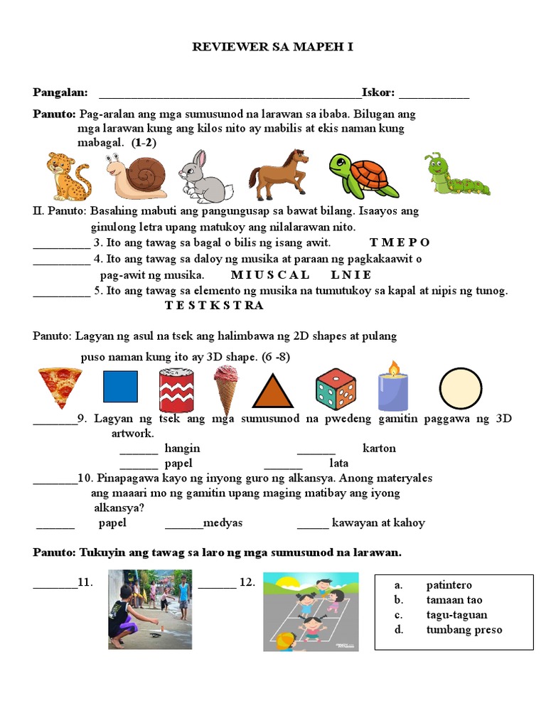 MAPEH Reviewer | PDF