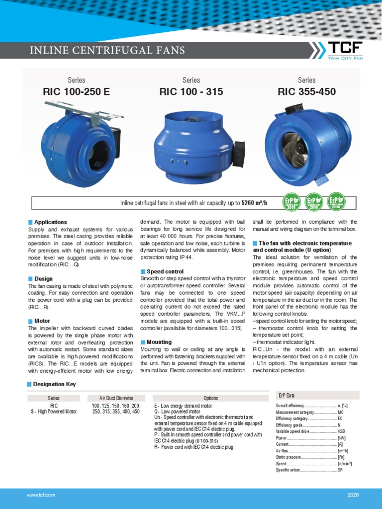 TCF RIC Series | PDF | Electric Motor | Electrical Connector