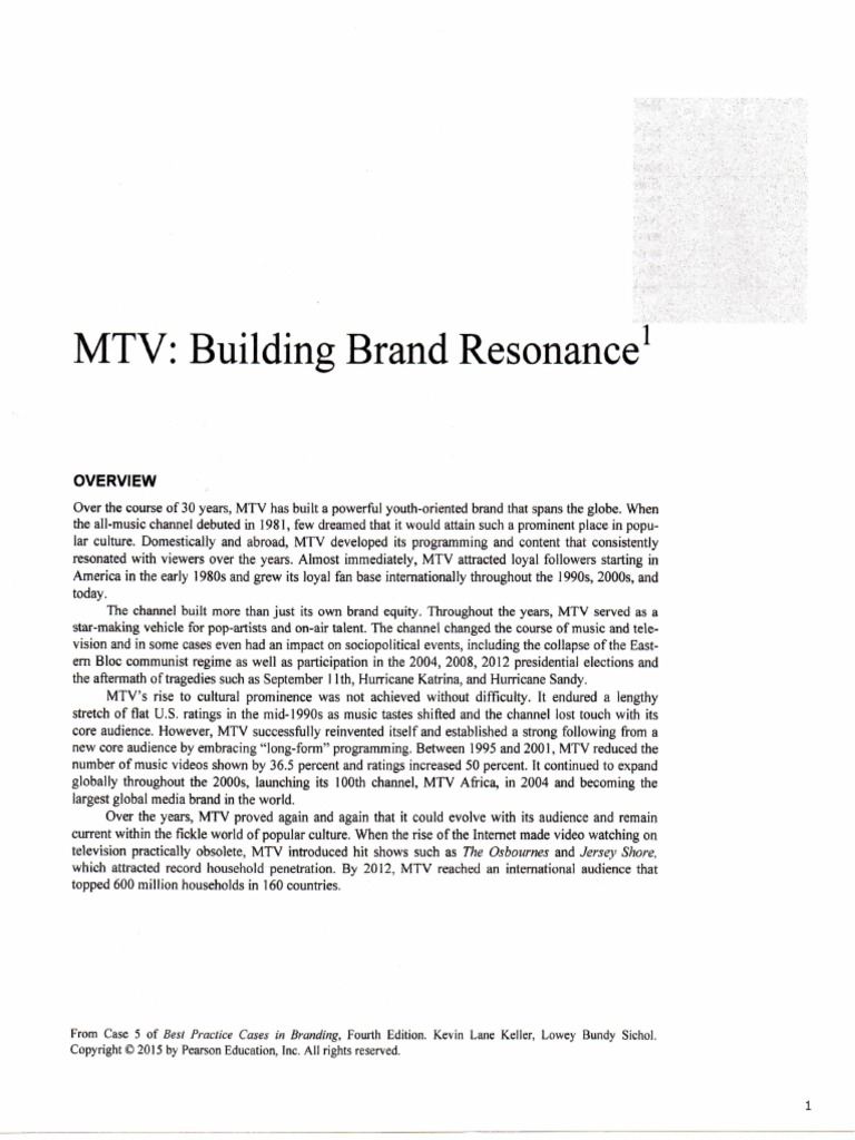 MTV Building Brand Resonance Case Study | PDF