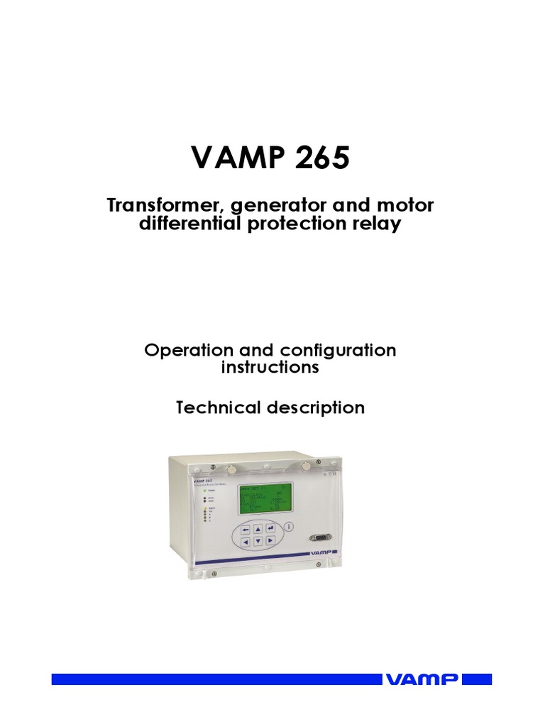 VAMP 265 Relay Operation Guide | PDF | Menu (Computing) | Input/Output