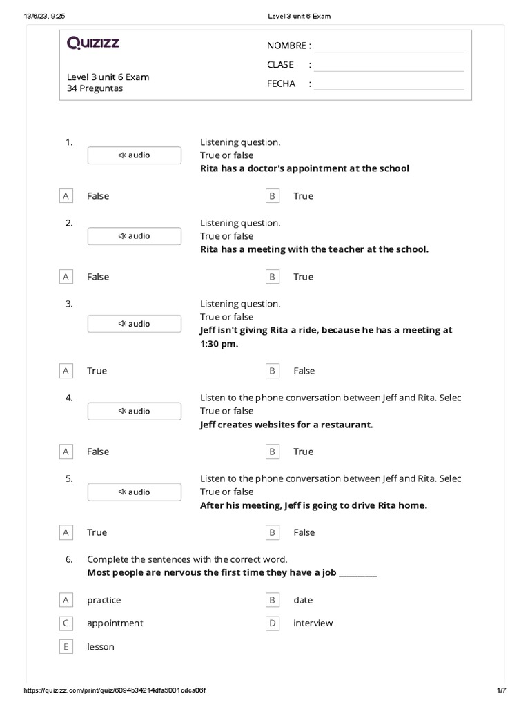 Level 3 Unit 6 Exam Pdf