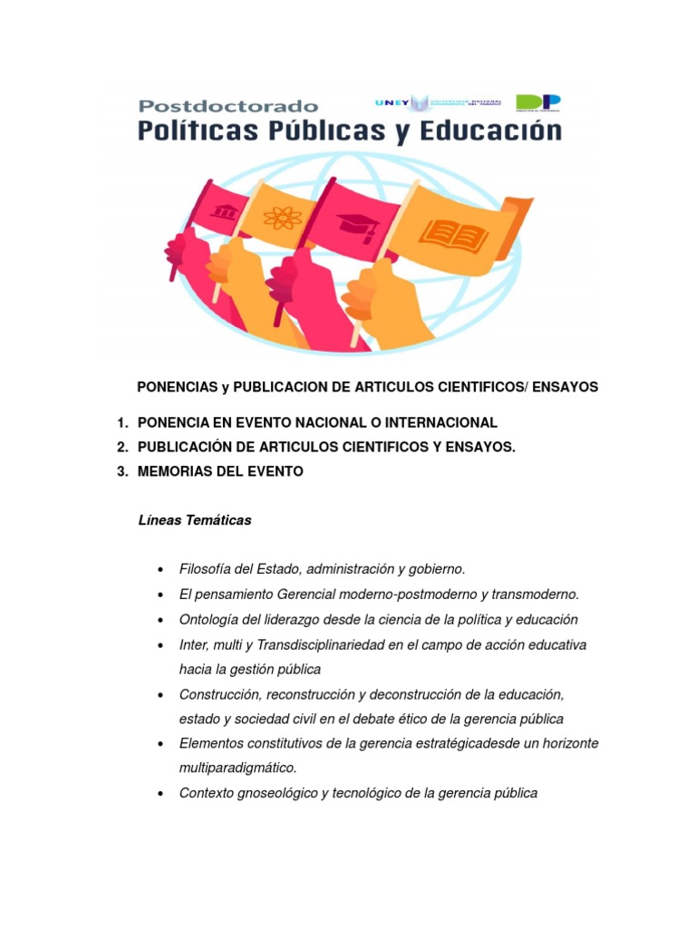 PONENCIAS y PUBLICACION DE ARTICULOS CIENTIFICOS ENSAYOS PPPE | PDF | Ensayos