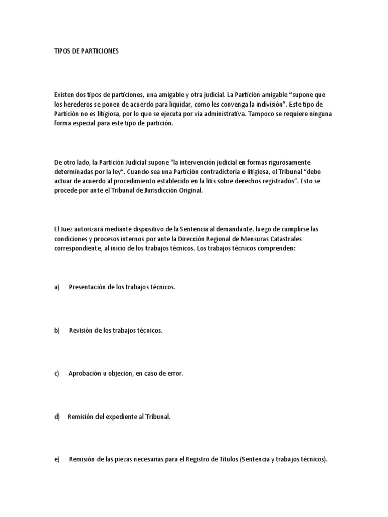 Tipos de Particiones | PDF | Jurisdicción | Sentencia (ley)