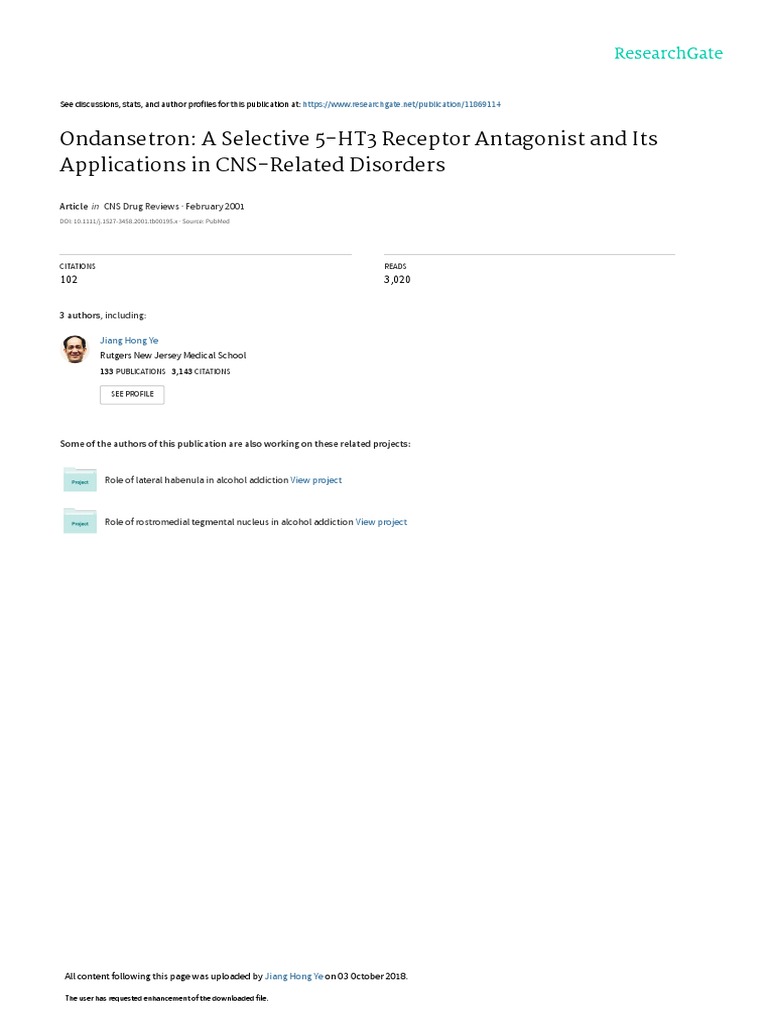 Ondansetron A Selective 5-HT3 Receptor Antagonist | PDF | Serotonin | Nausea