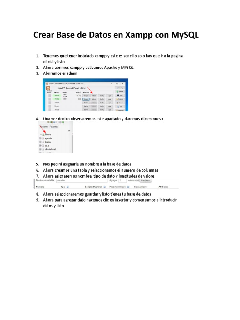Crear Base de Datos en Xampp Con MySQL | PDF