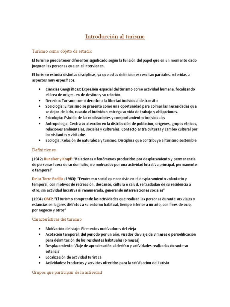 Introducción Al Turismo | PDF | Turismo