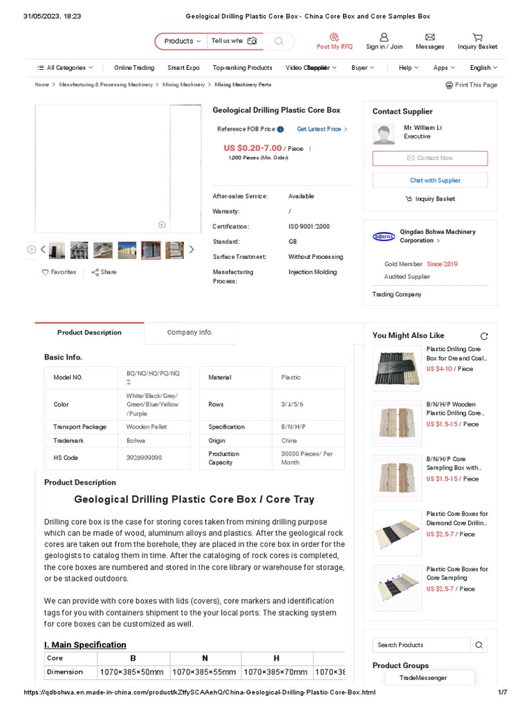 Geological Drilling Plastic Core Box - China Core Box and Core Samples Box | PDF | Drilling Rig ...