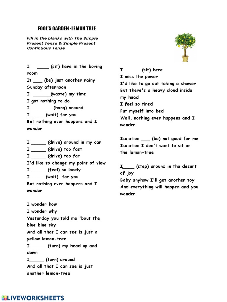 Lemon Tree Tenses Worksheet | PDF