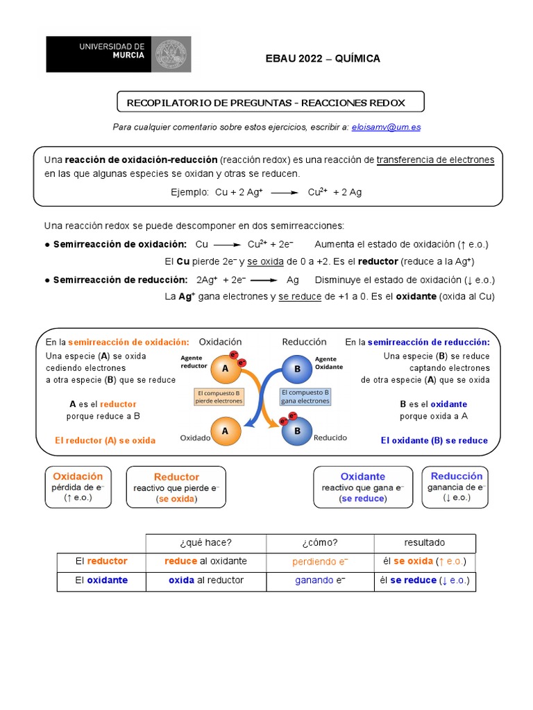 Reacciones Redox | PDF | Redox | Ánodo