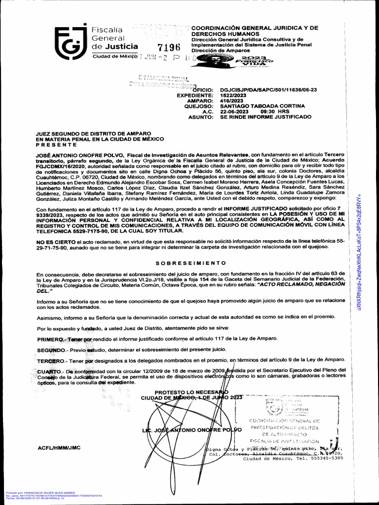 Oficio de Fiscalía de CDMX | PDF