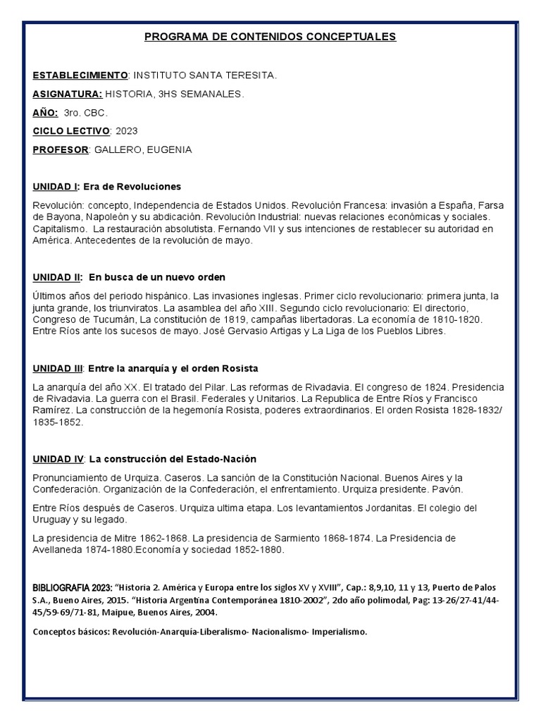 Programa 3ro HISTORIA | PDF