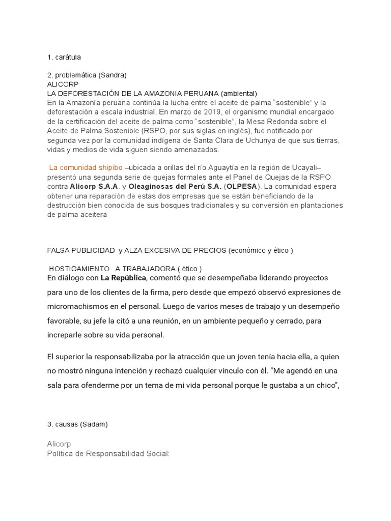 Alicorp 1532 | PDF | Responsabilidad social corporativa | Deforestación