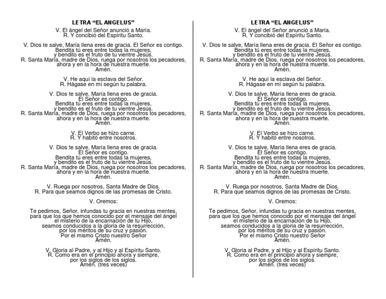 Letra El Angelus | PDF | María, madre de Jesús | Mesianismo cristiano