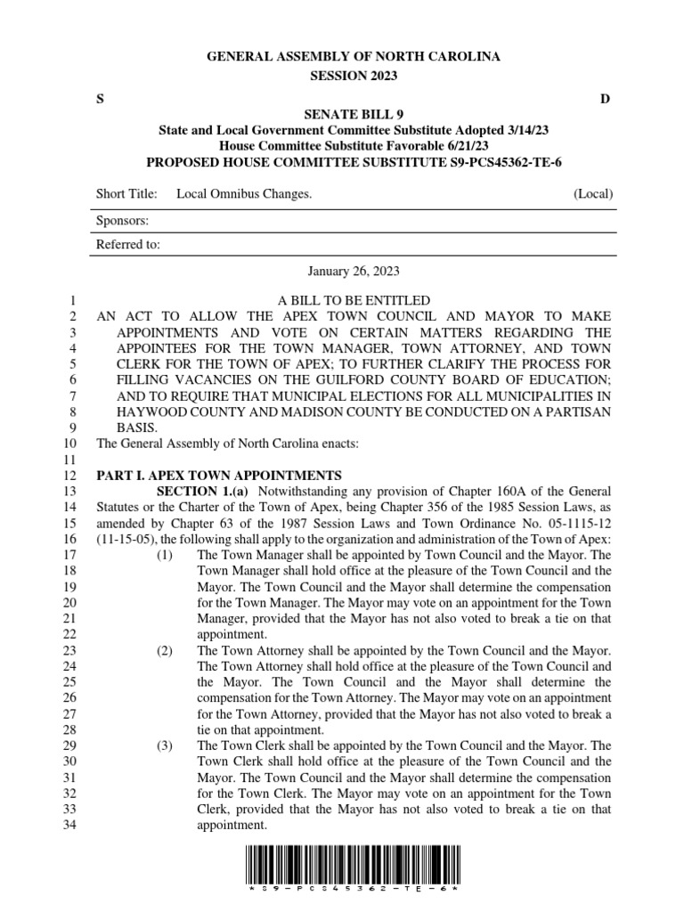 Senate Bill 9 | PDF | North Carolina General Assembly | United States ...