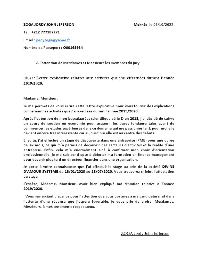 Lettre Explicative | PDF
