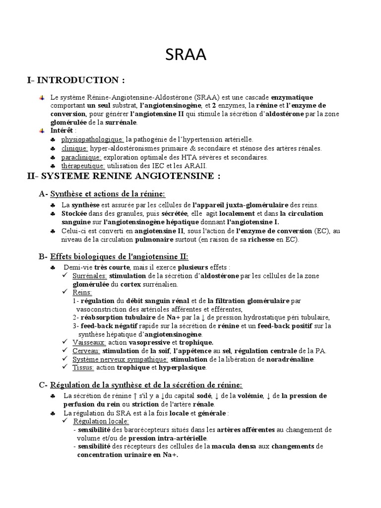 SRAA | PDF | Angiotensine | Système endocrinien