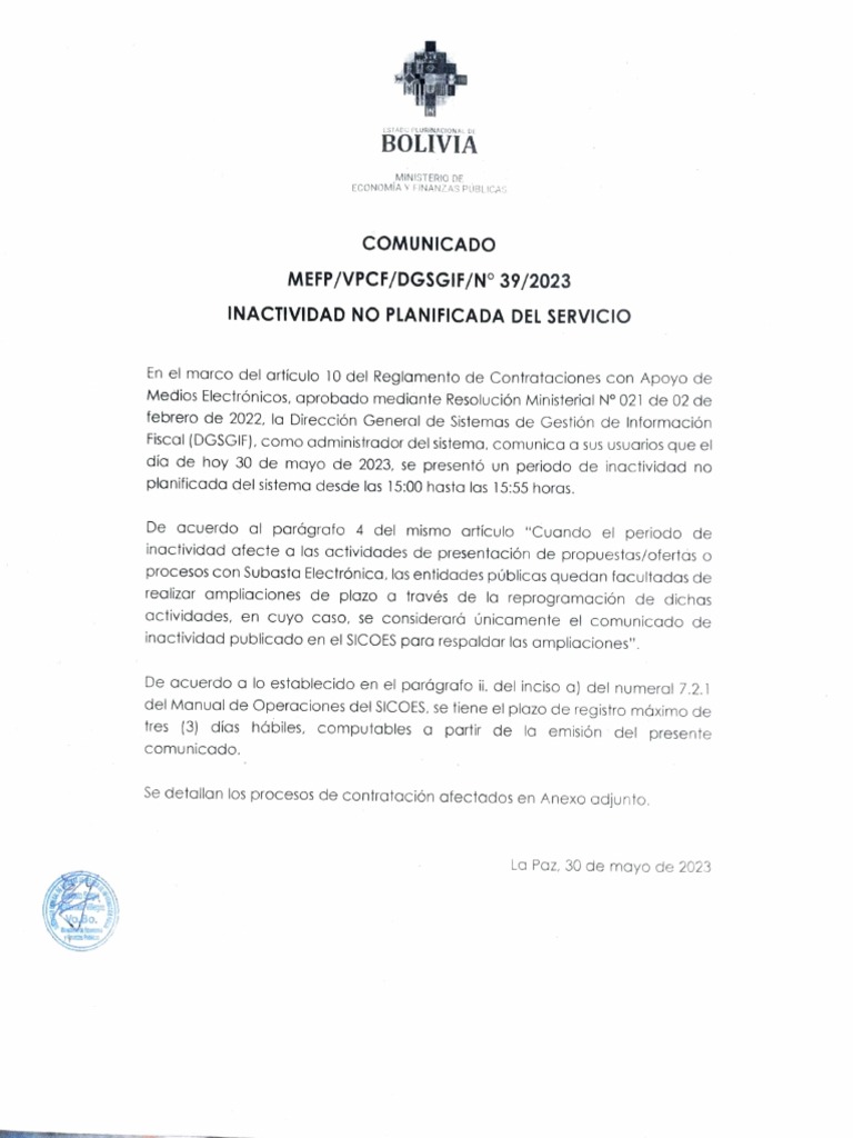 Comunicado DGSGIF 39 2023 | PDF | Finanzas y dinero