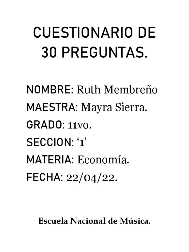 Cuestionario de 30 Preguntas | PDF | Ciencias económicas | Capital ...
