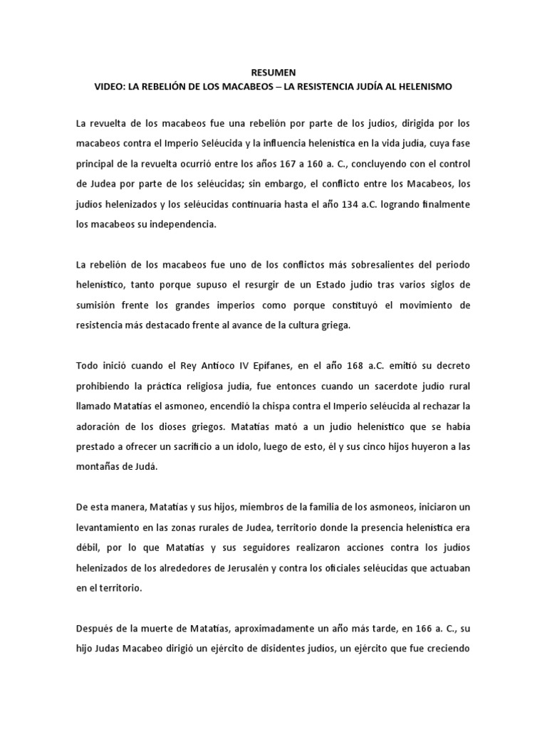 La Rebelión de Los Macabeos | PDF | Macabeos