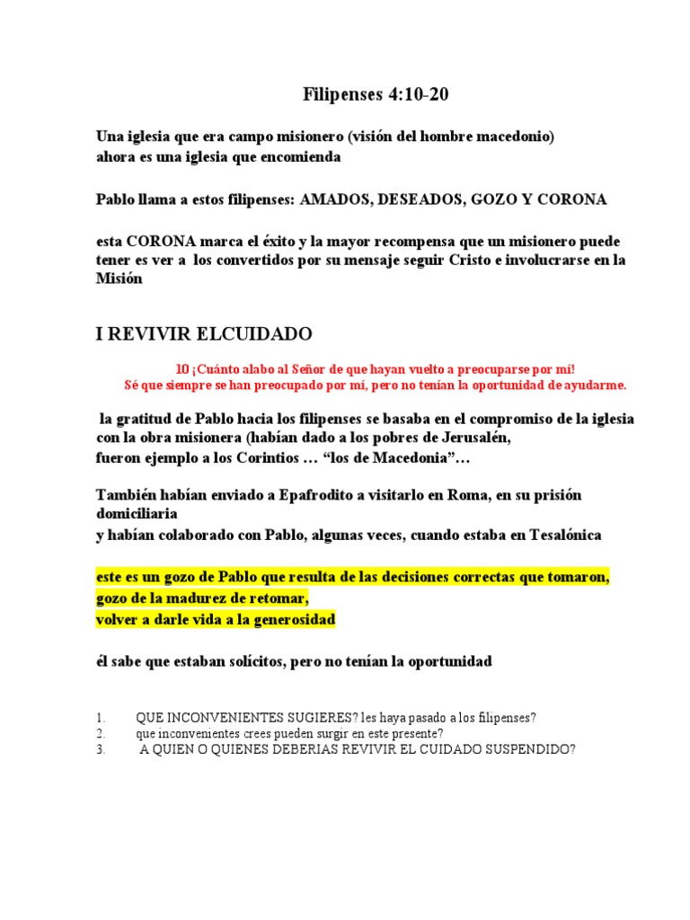Filipenses 4 | PDF | Relaciones personales, crianza y desarrollo personal