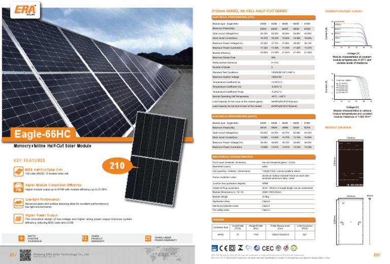 1.ERA Datasheet of Mono 650-670W | PDF | Solar Cell | Solar Panel