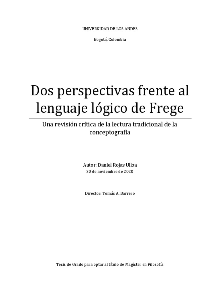 Dos Perspectivas Frente Al Lenguaje Logico de Frege | PDF | Gottlob ...