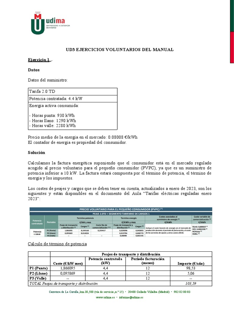 Ejercicios Resueltos Manual Ud3 Mar 2023 | PDF | Energia electrica | Electricidad
