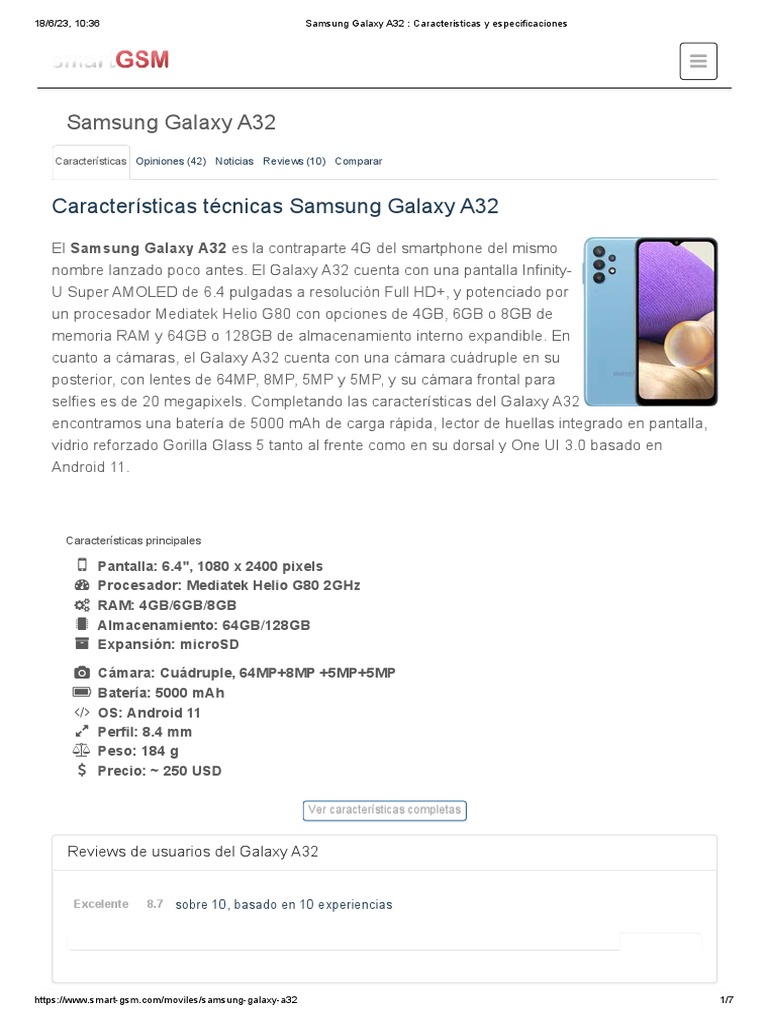Samsung Galaxy A32 - Caracteristicas y Especificaciones $250 Similar ...