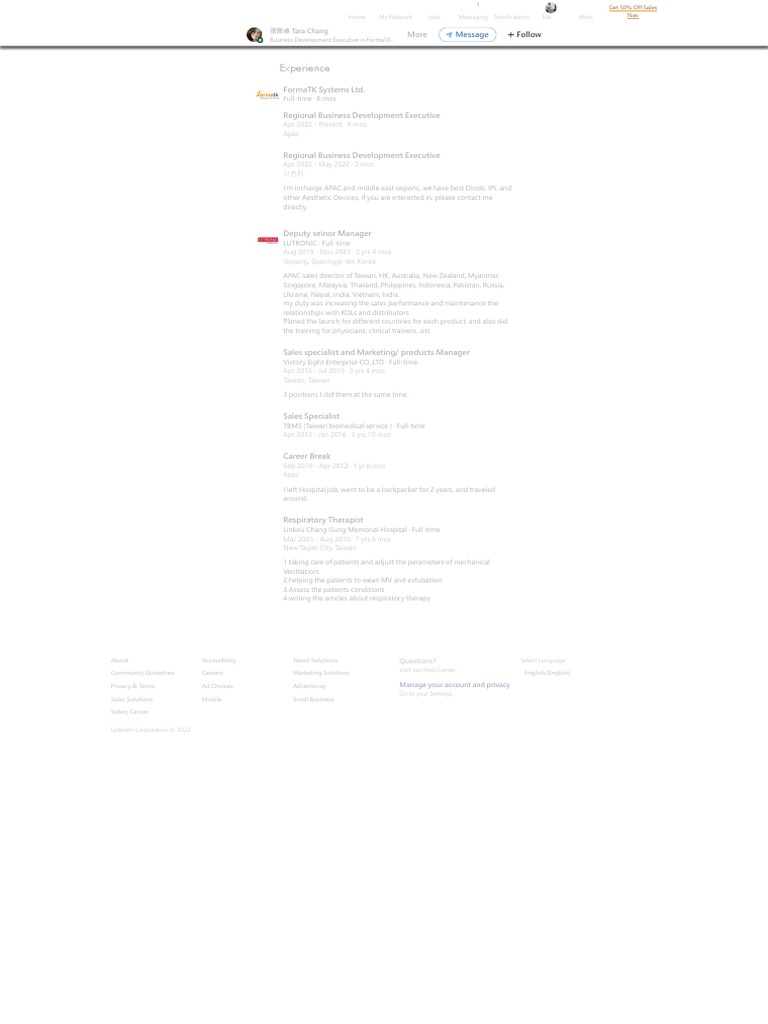 (1) Experience - 張恩卓 Tara Chang - LinkedIn | PDF | Medical Treatments ...