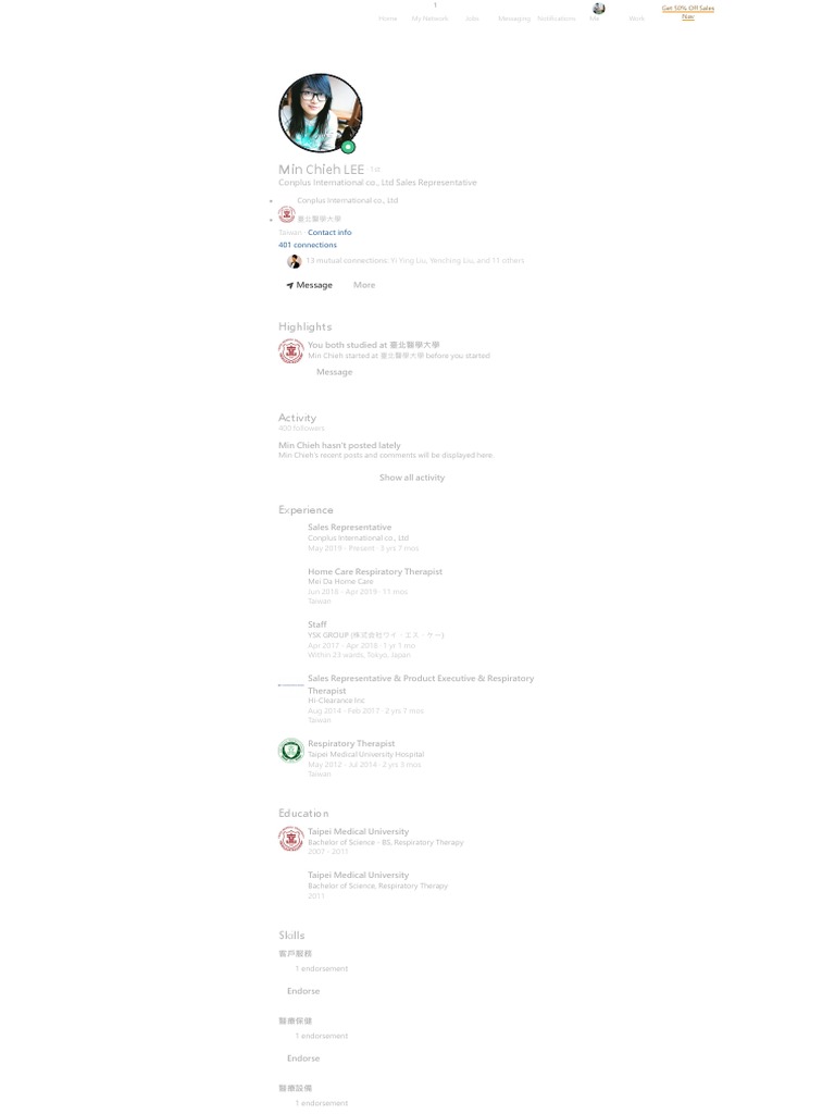 Min Chieh LEE - LinkedIn | PDF | Medical Specialties | Health Care