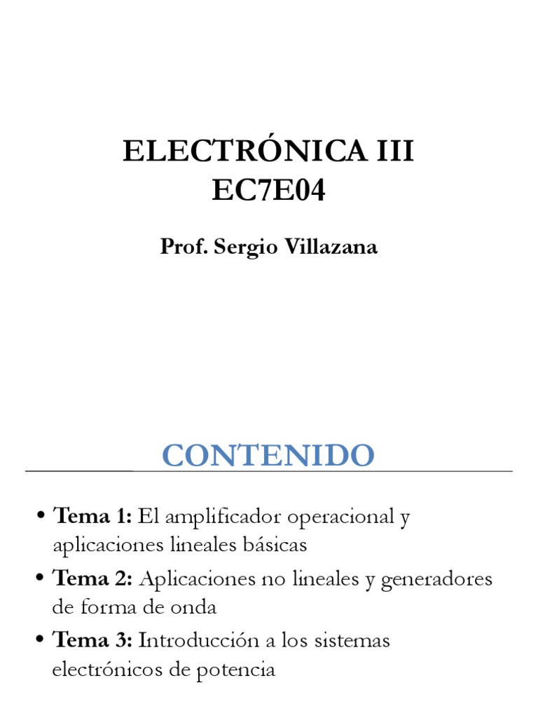 ELECTRÓNICA III parte 1.pptx | PDF | Amplificador operacional ...