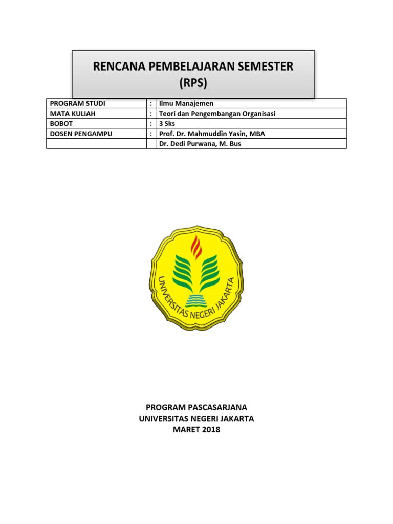 Rps Mata Kuliah Teori Dan Pengembangan Organisasi | PDF