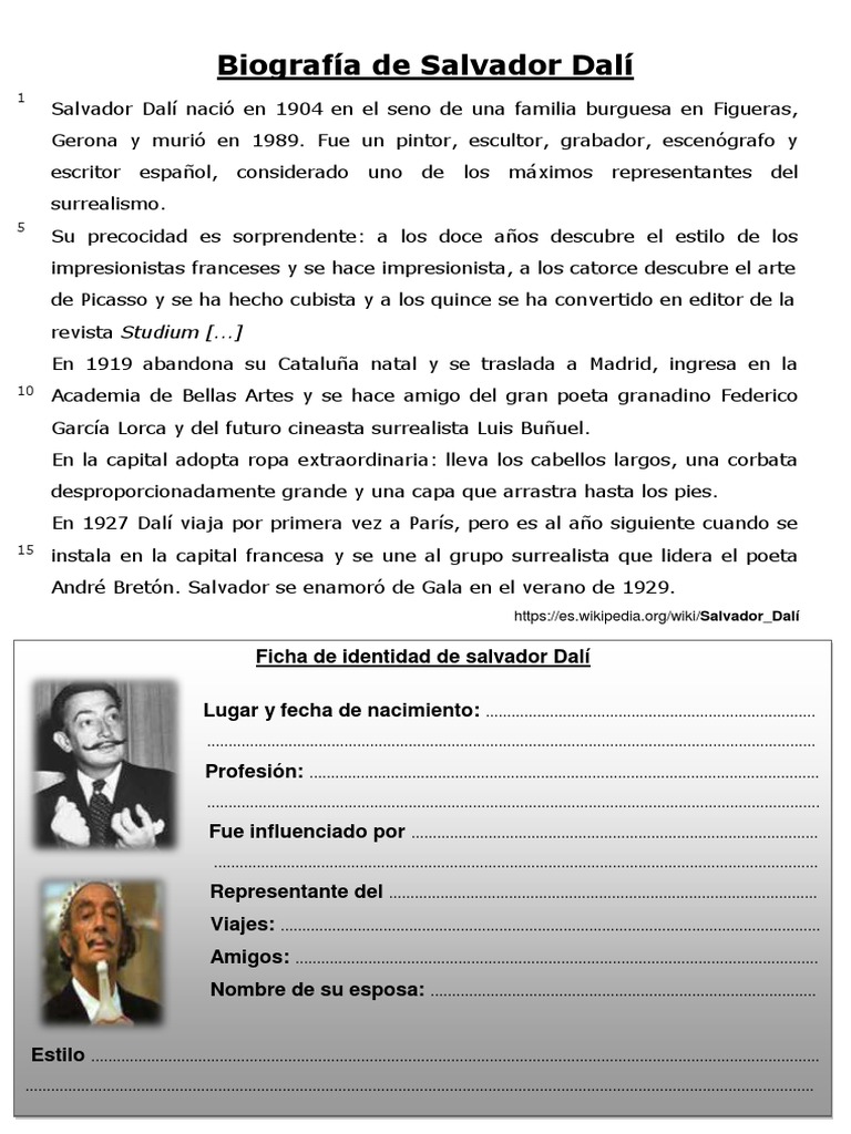 Biografia de Salvador Dali | Descargar gratis PDF | Salvador Dalí ...