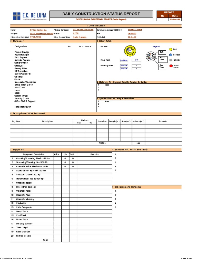 Daily Construction Report Rev2 | Download Free PDF | Manufactured Goods | Engineering