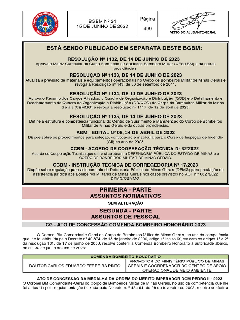 BGBM 24, DE 15 - 06 - 2023-16dc4cb3f1 | PDF | Segurança nacional | Militar