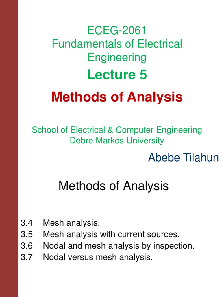 Lecture 5 | PDF | Electrical Network | Electronic Circuits